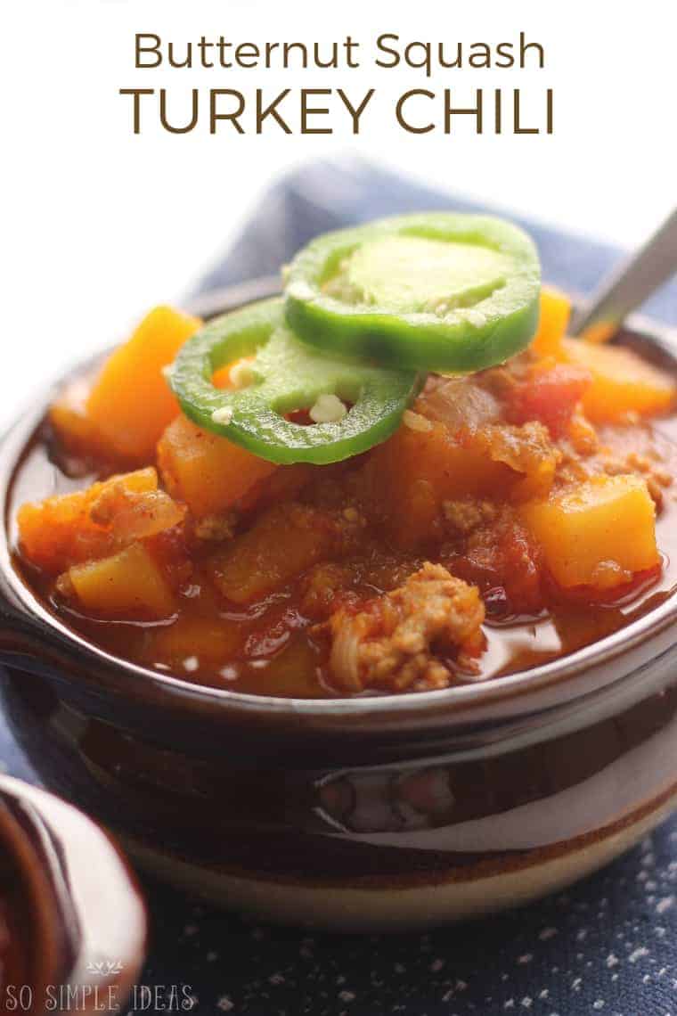 Butternut Squash Paleo Turkey Chili Crockpot | So Simple Ideas